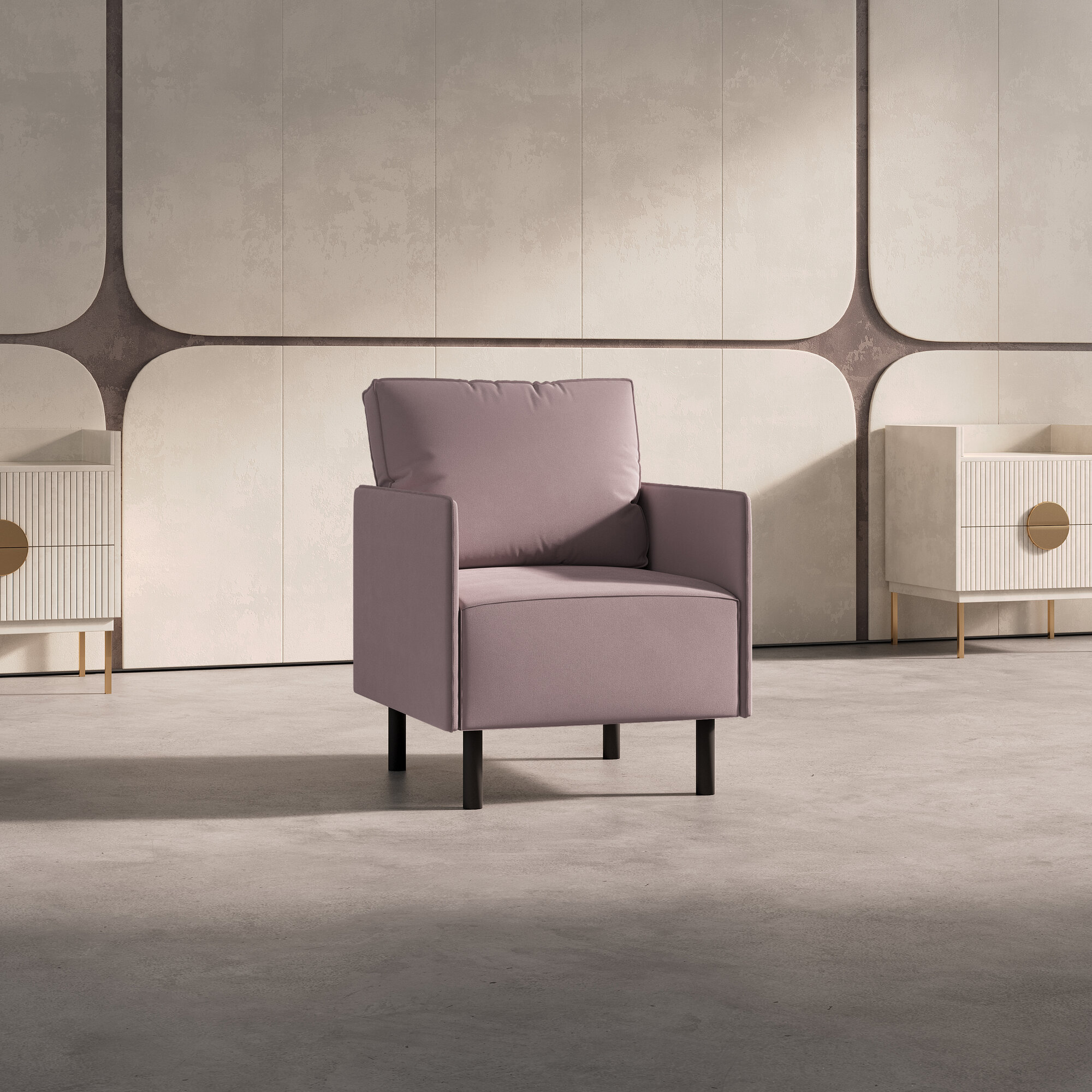 Кресло ORION, с подушкой, универсальное, в офис, студию, антивандальный велюр, пыльная роза