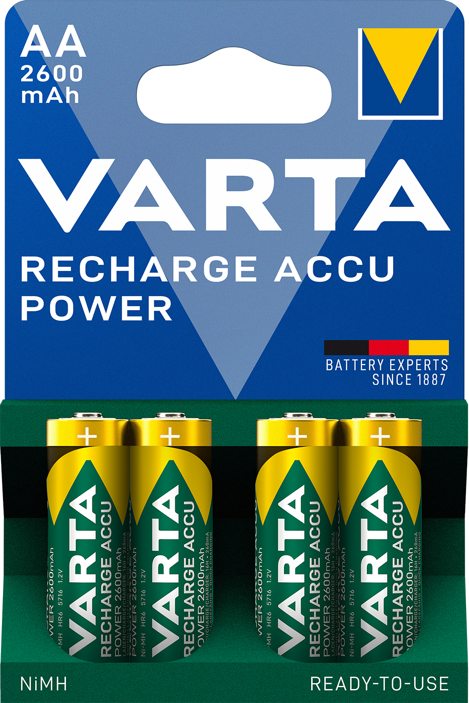 Аккумуляторная батарейка VARTA POWER AA 2600 mAh, пальчиковая, 4 шт