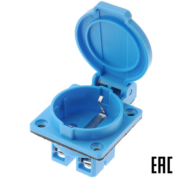 Розетка R(PAN)-16-2P-PE-IP54 на поверхность 50х50 скрытой проводки 2Р+РЕ 16А 250В IP54 синяя (ЭРА) (2 шт. в комплекте)