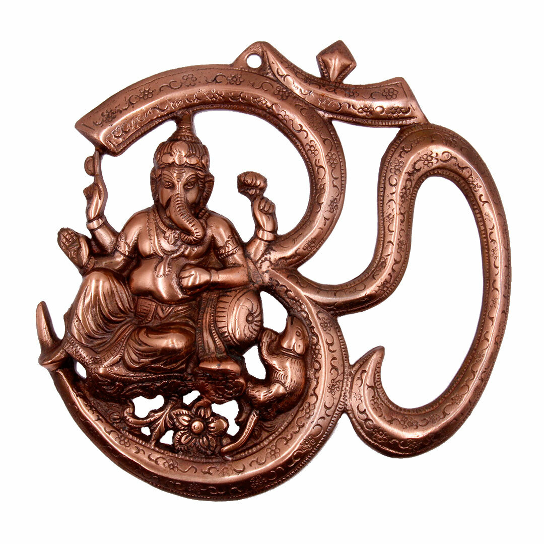 Панно ОМ, ганеш И мышь SIL4319 - процветание, успех и удача (силумин, 28 см.), 1 шт.