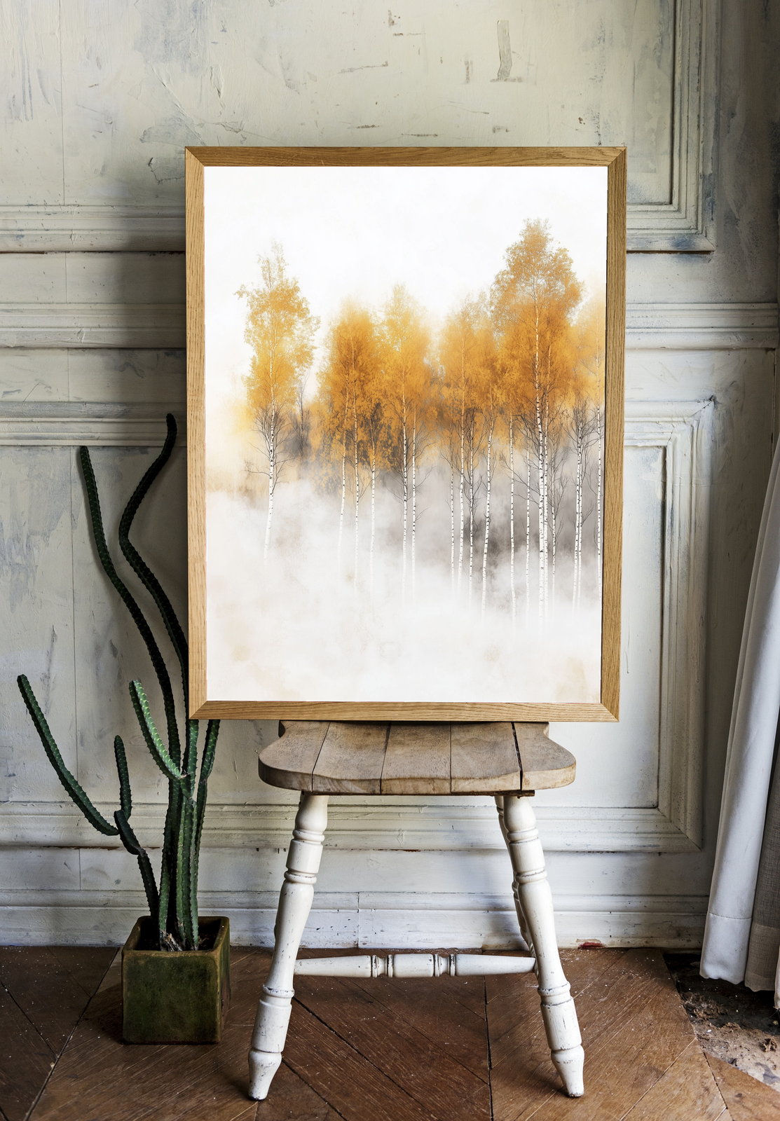 Постер "Осенний лес в тумане" 60x90 без рамы