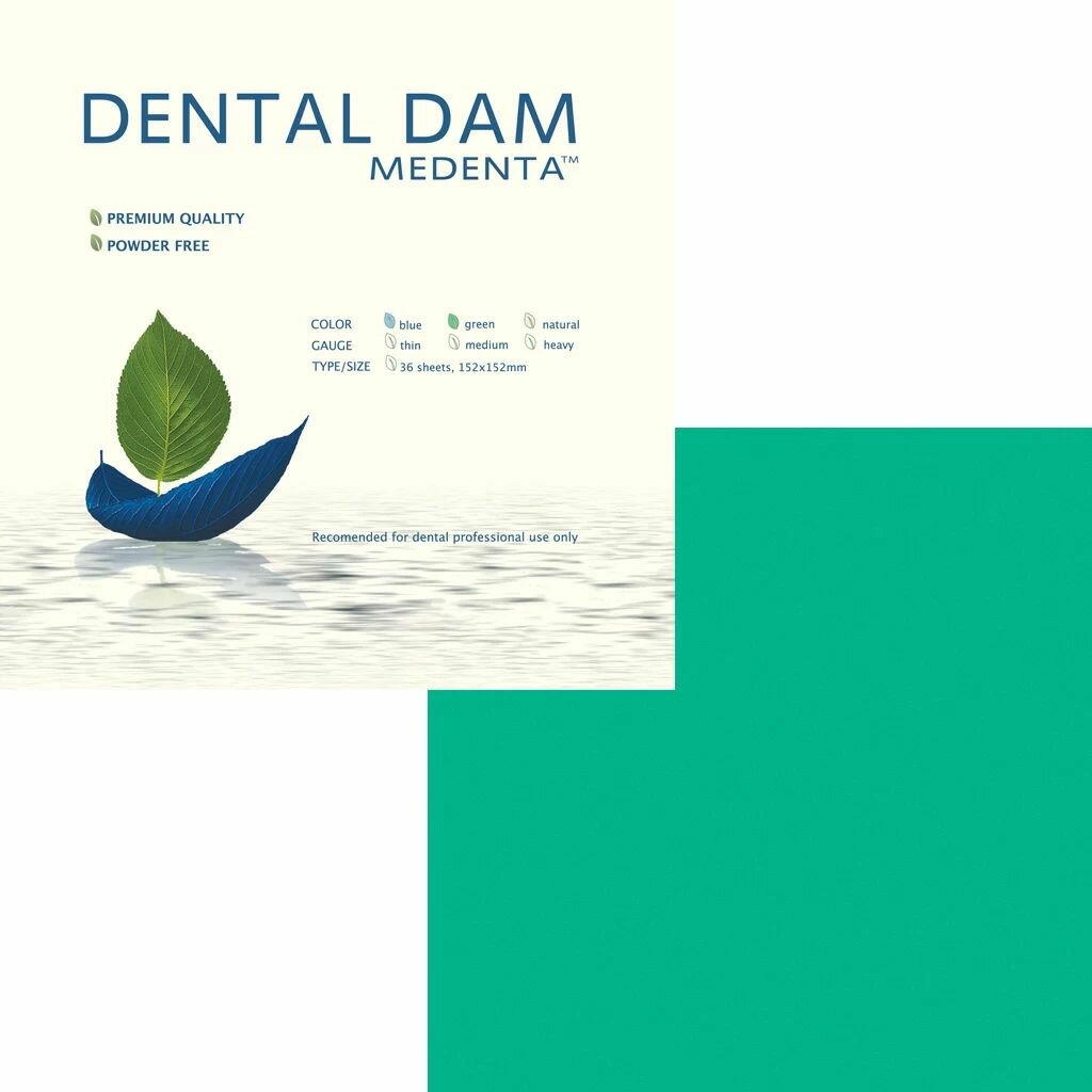 Завеса платки для Раббер Дам (М) medium, Медента 15 * 15 см, зеленая, средняя (09005) , 36 шт