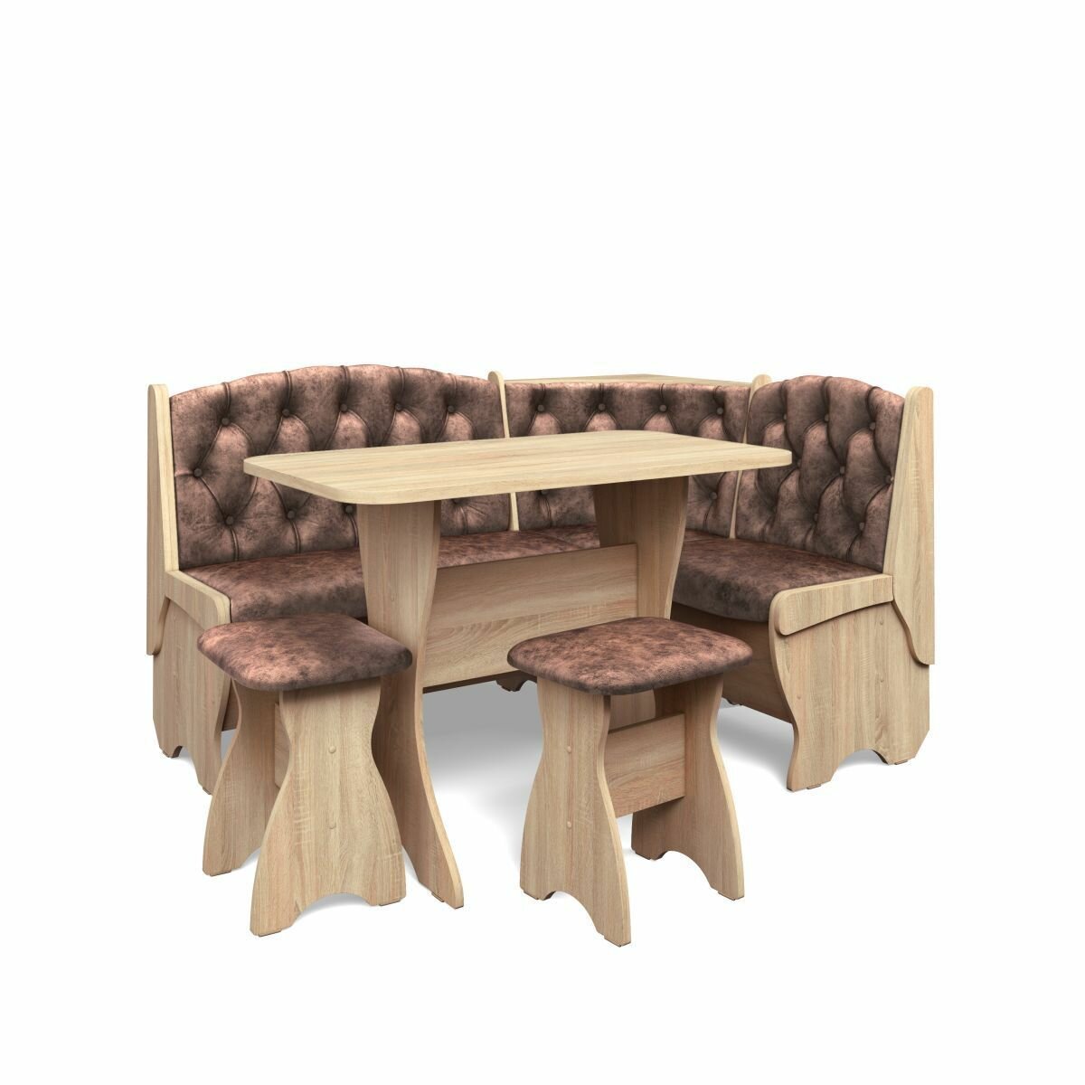 Кухонный уголок "орхидея" коллекция "люкс" (столешница "Термопластик") Дуб сонома/велюр Коньяк (Бител)