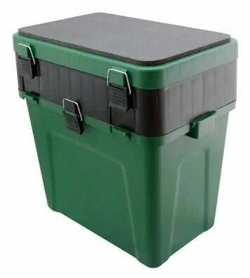 Ящик для рыбалки ТРИ кита Зимний большой 36х24х38 см черно-зеленый