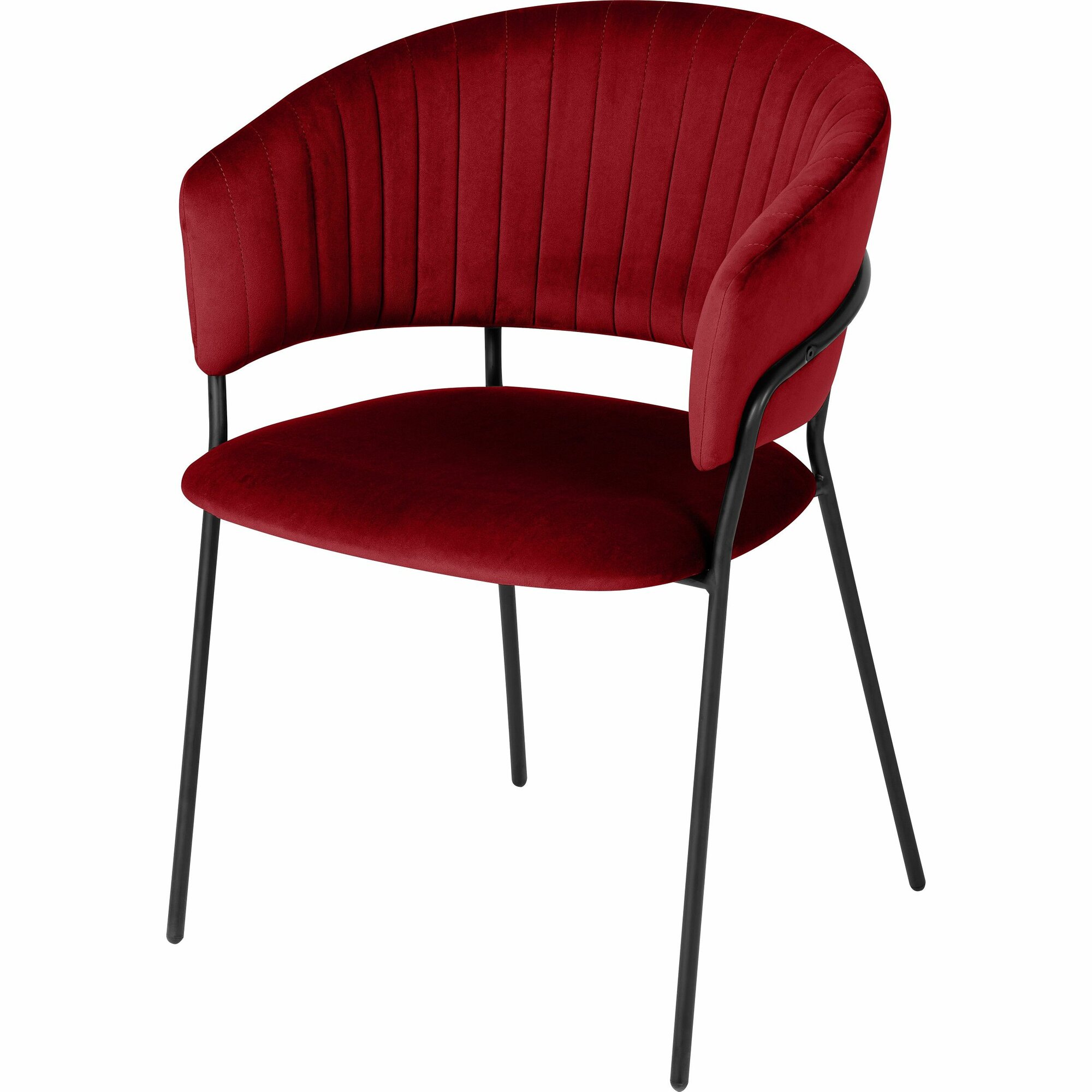 Стулья кухонные 2 штуки Ambe Даксон, бордовый велюр, черный