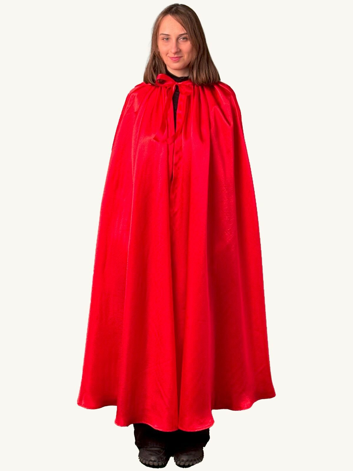 Карнавальный плащ-мантия с капюшоном красный (на рост 164-170)