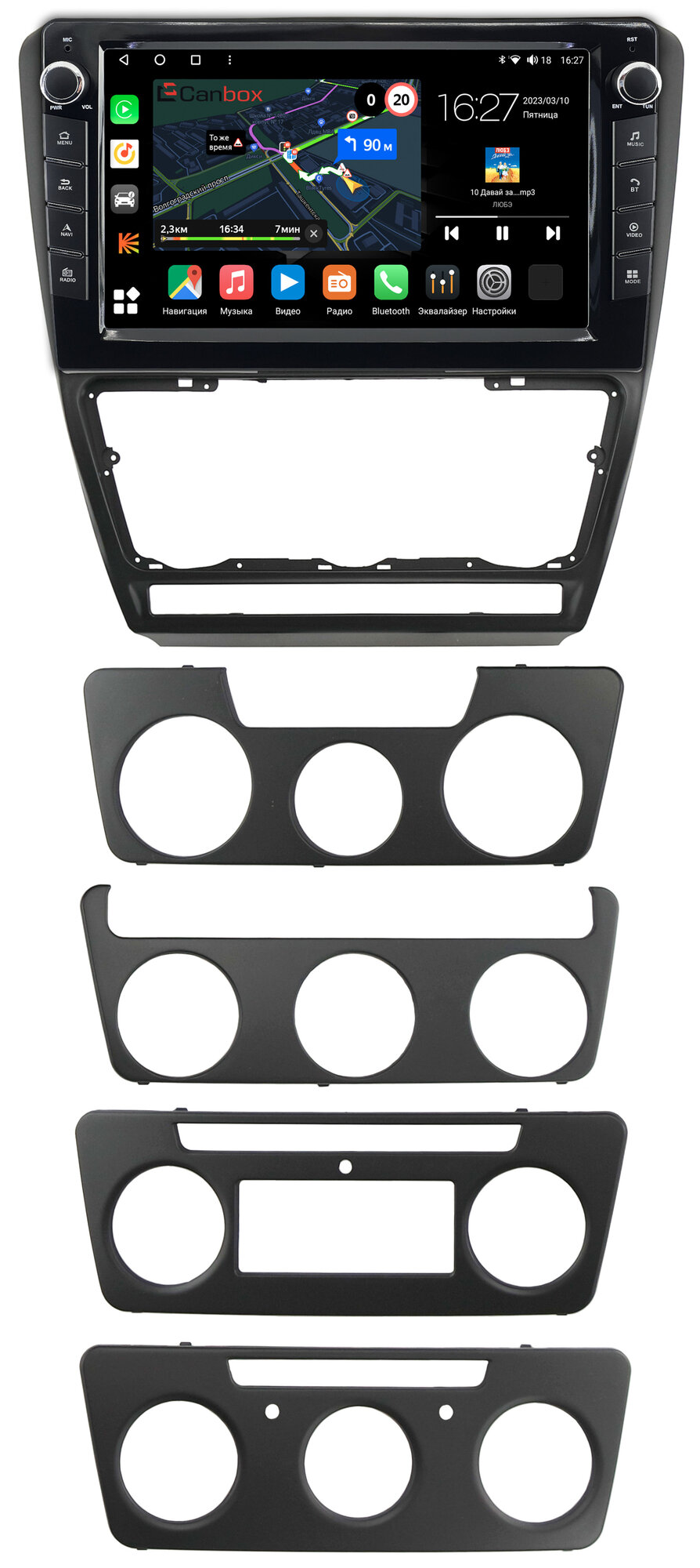 Штатная магнитола Canbox M-Line 7825-10-1217 Skoda Octavia A5 2004-2013 (черная, матовая) Android 10 (4G-SIM, 2/32, DSP, QLed) С крутилками