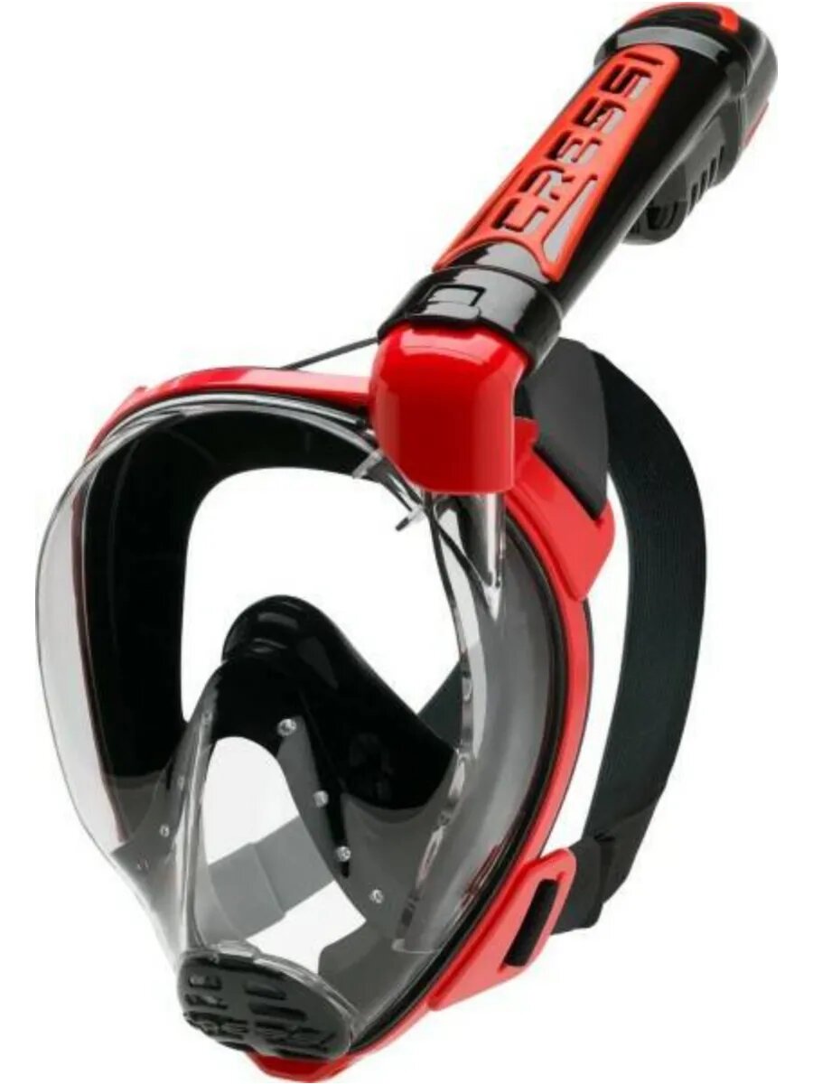 Маска полнолицевая CRESSI DUKE черный силикон, красная р. S-M