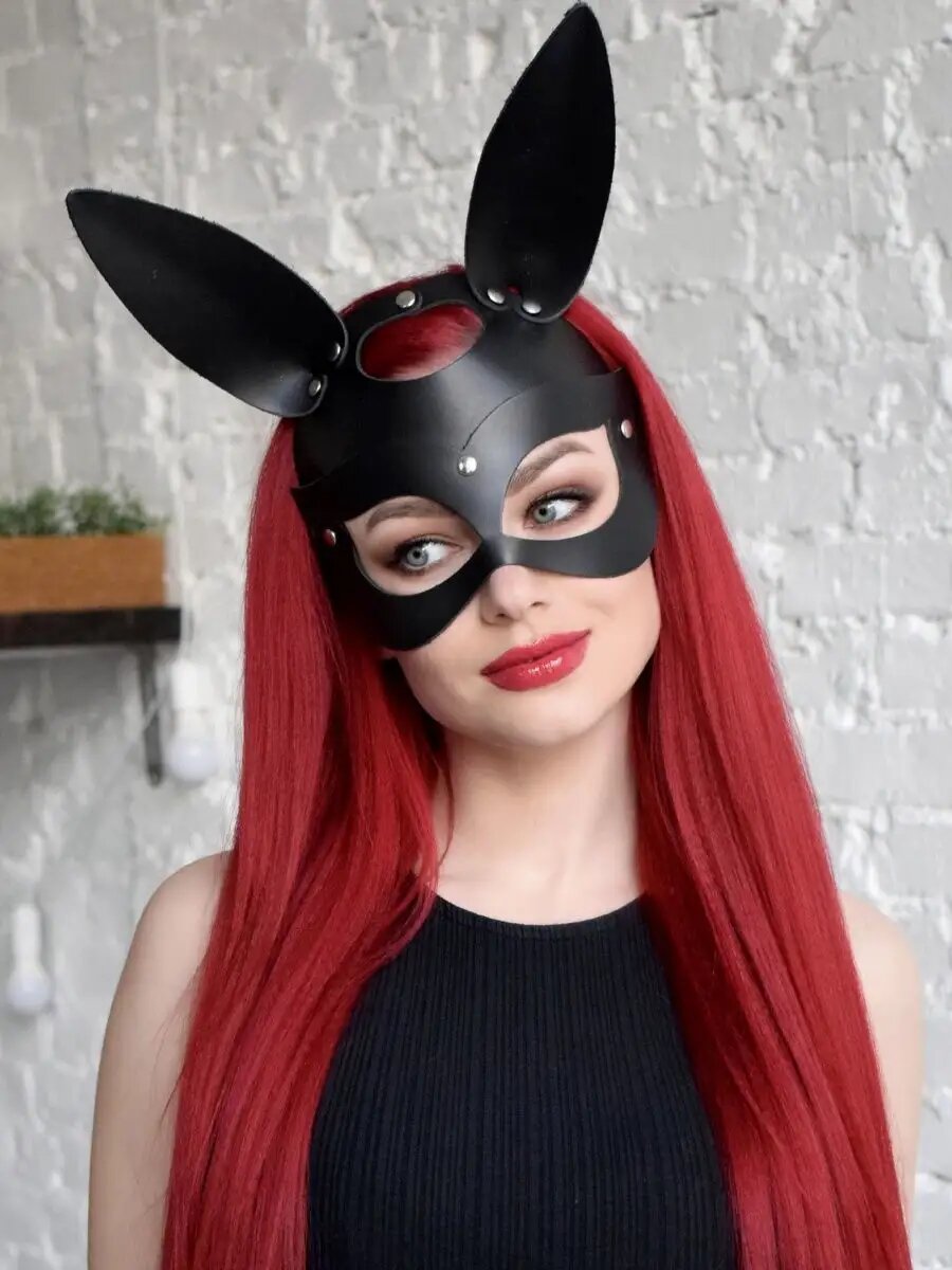 Маска бдсм зайка эротическая кожаная 18+