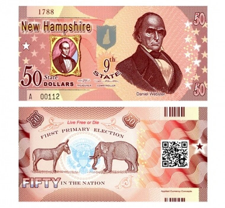 50 долларов 2016 New Hampshire, США, фэнтези, сувенирная копия, банкноты и купюры редкие коллекционные