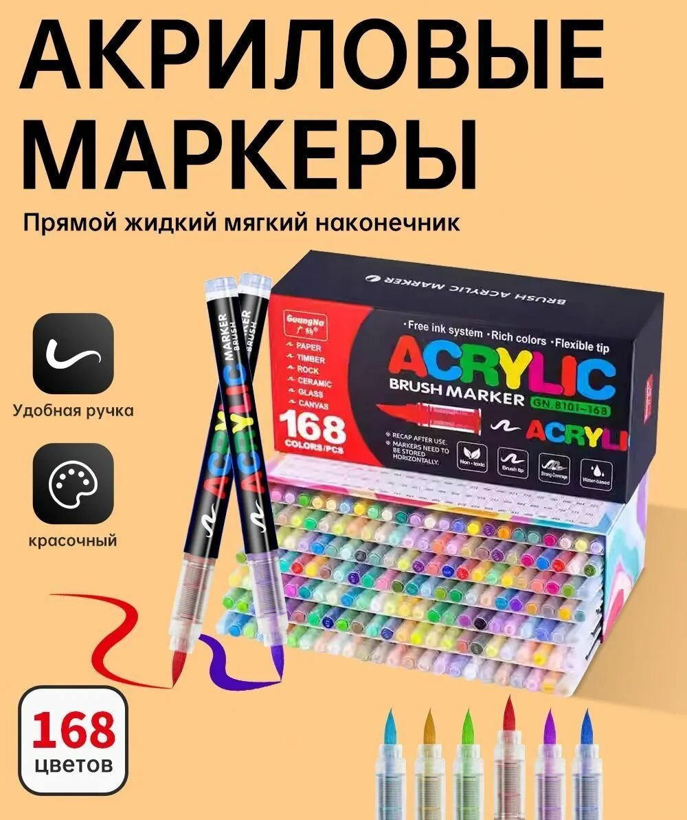 Текстовыделители GuangNa, акриловые, мягкие наконечники, 1 мм