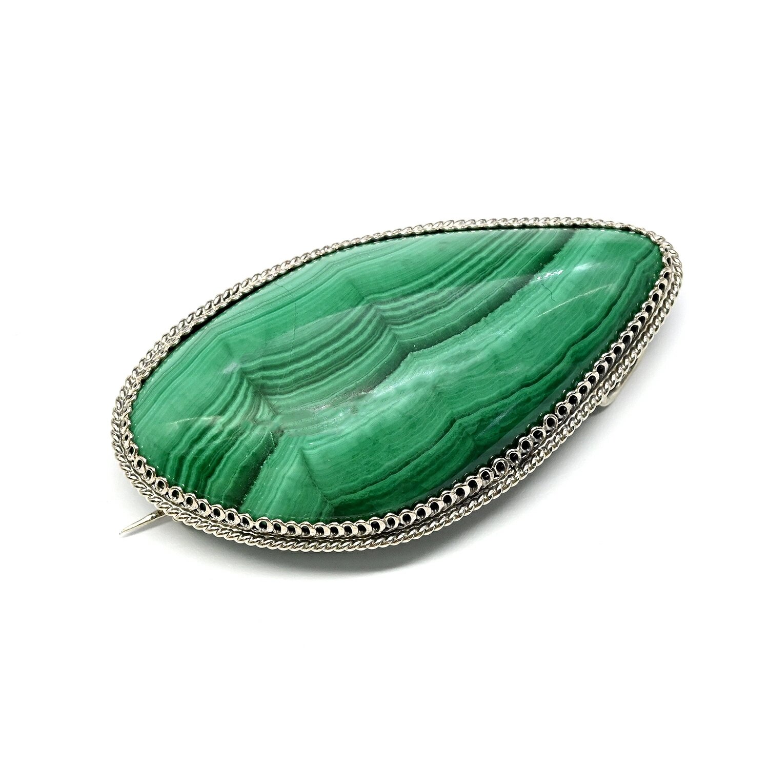 Брошь, малахит