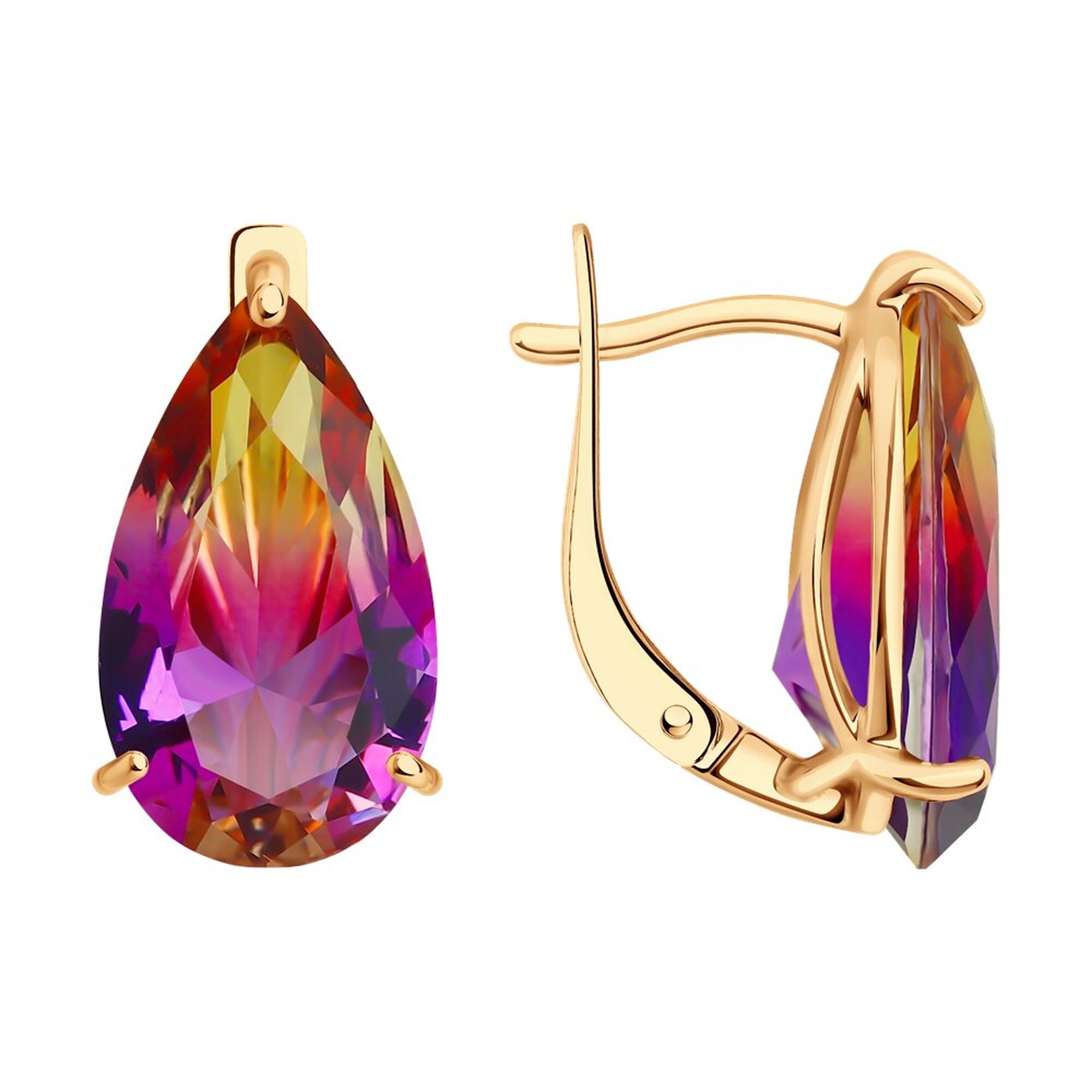 Серьги, серебро, 925 проба, золочение, ситалл