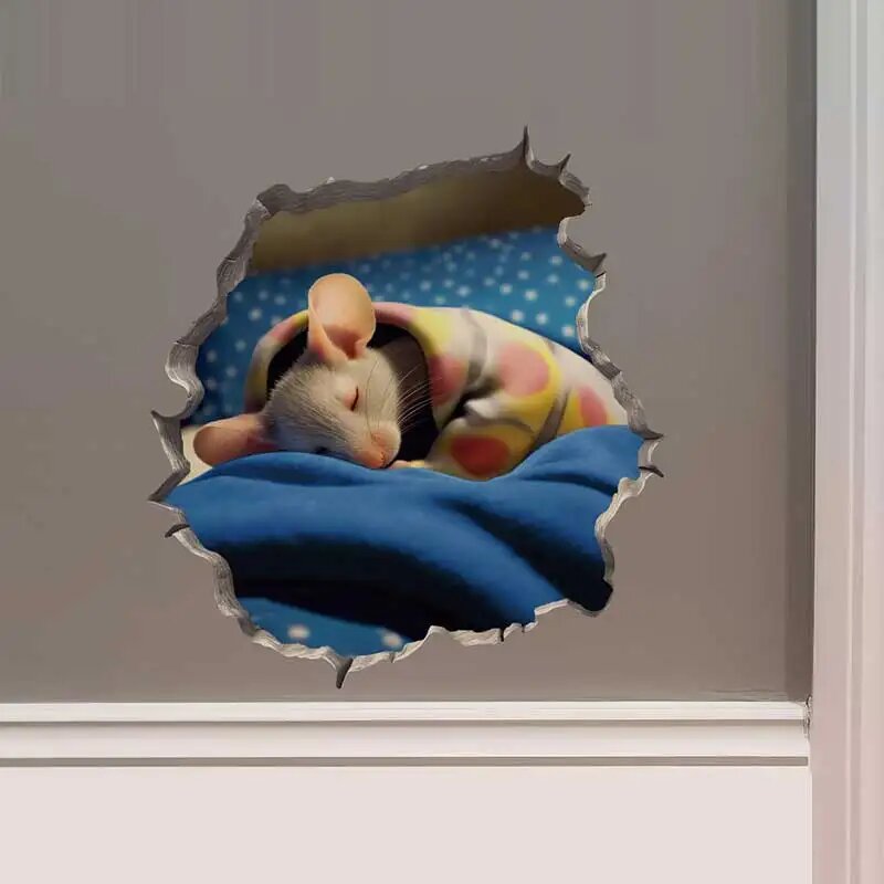 3D наклейка на стену "Мышь в норке", ПВХ 9x10cm, M455 -19