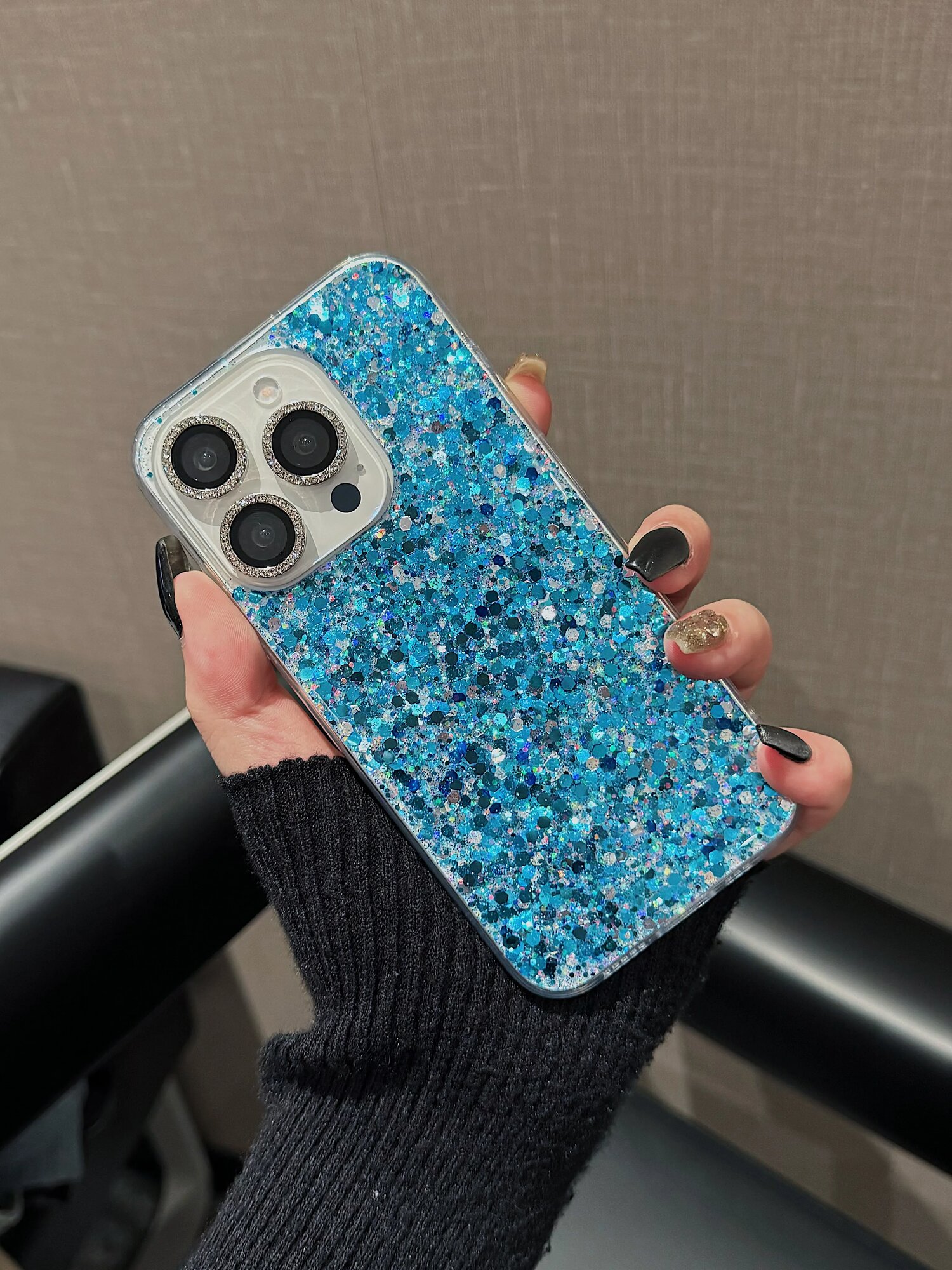 Блестящий чехол для iPhone XR, синий, силикон