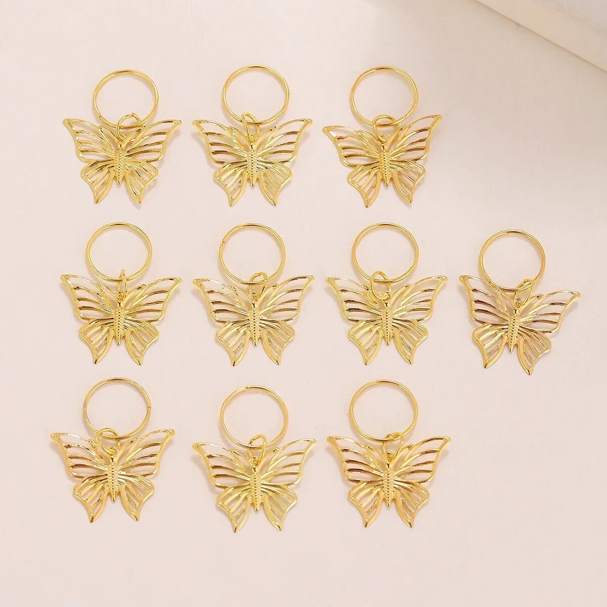 10 шт, золотые косички для волос-бабочки, манжеты, подвески для волос, ювелирные изделия для дредов, косички, кольца, украшения для плетений