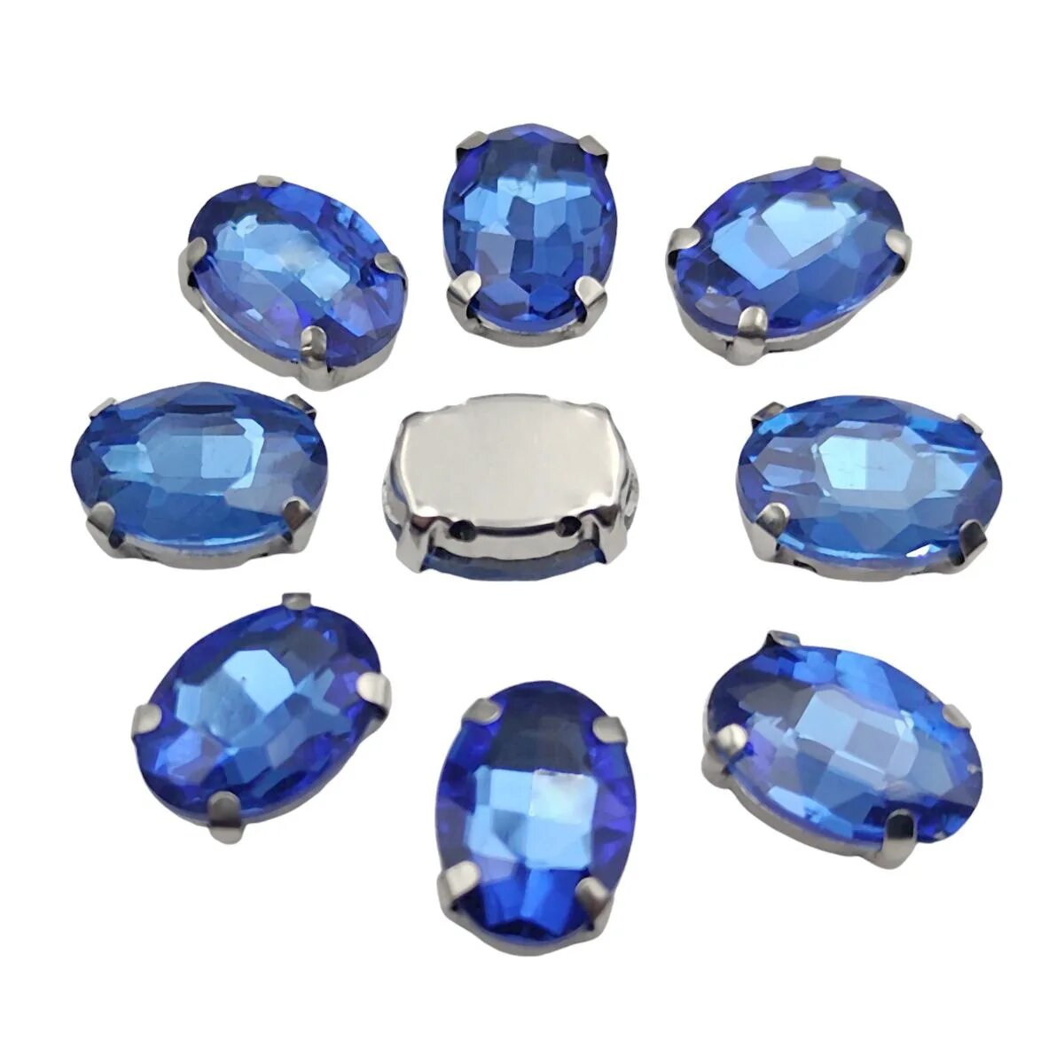 Синие стеклянные стразы овальные 13x18mm (20шт)