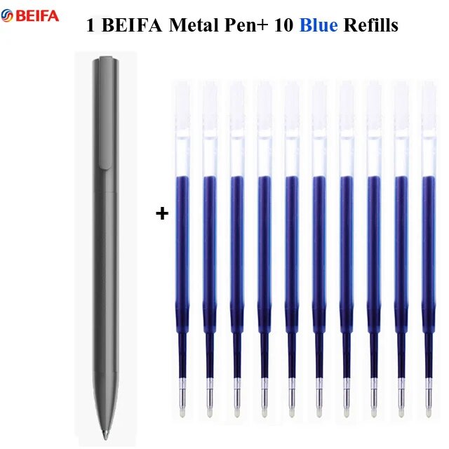 Металлическая гелевая ручка BEIFA Mijia Sign Pens 0,5 мм 1Gray 10Blue Ink
