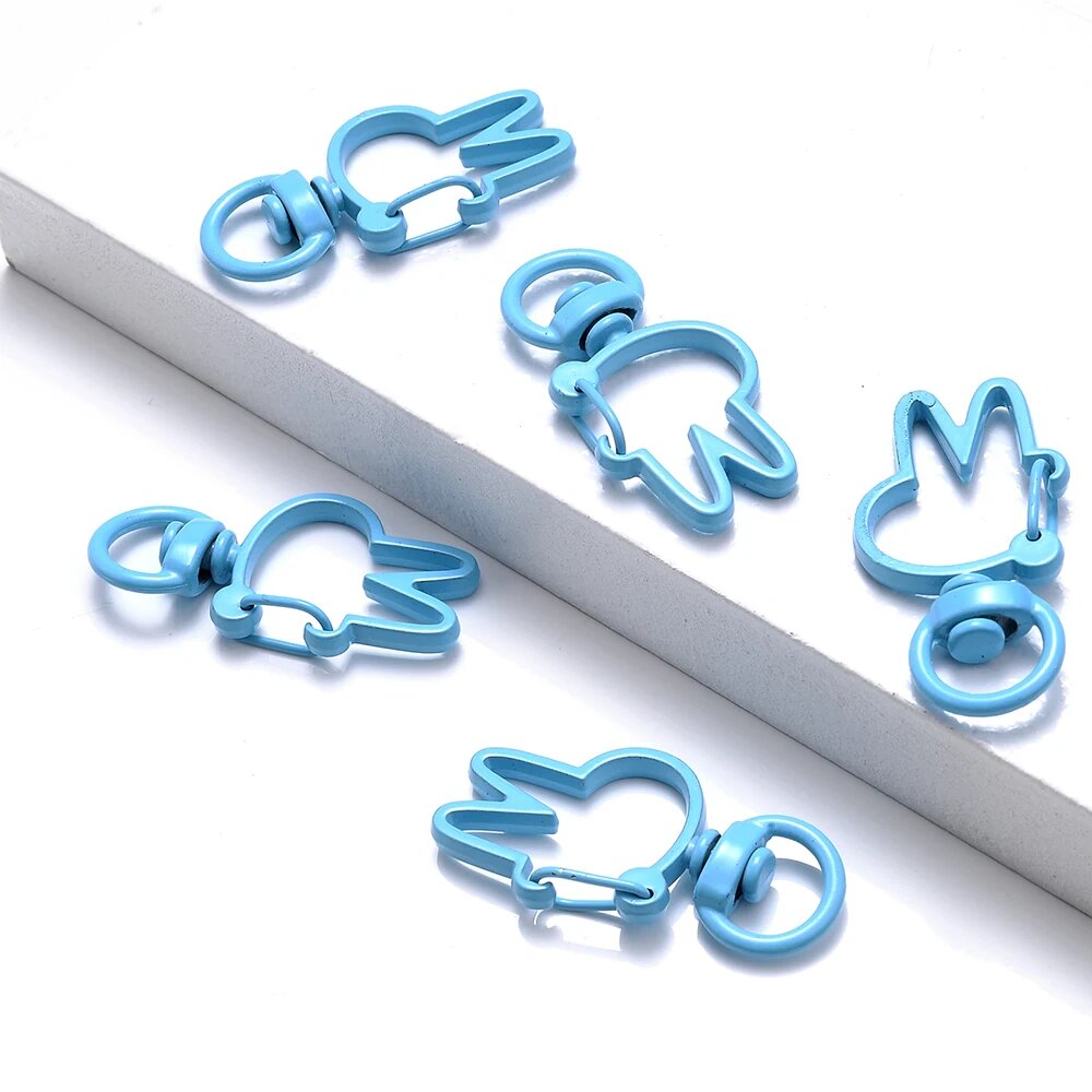 Металлические зажимы-клипсы с кроличьей головкой 5 шт. sky blue