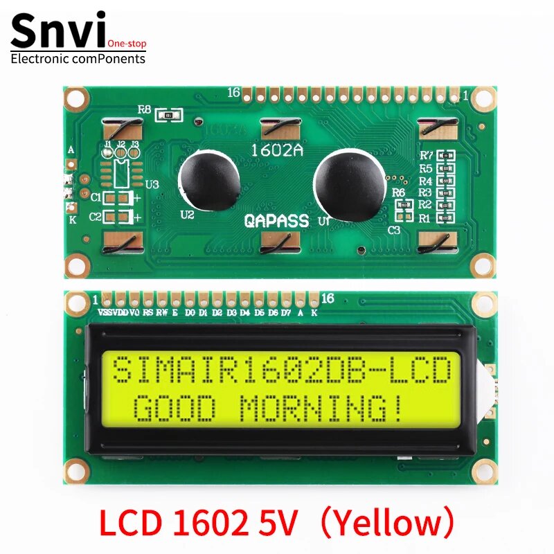 ЖК-модуль LCD1602 SNVI 16x2 синий/зеленый/желтый 5V Yellow