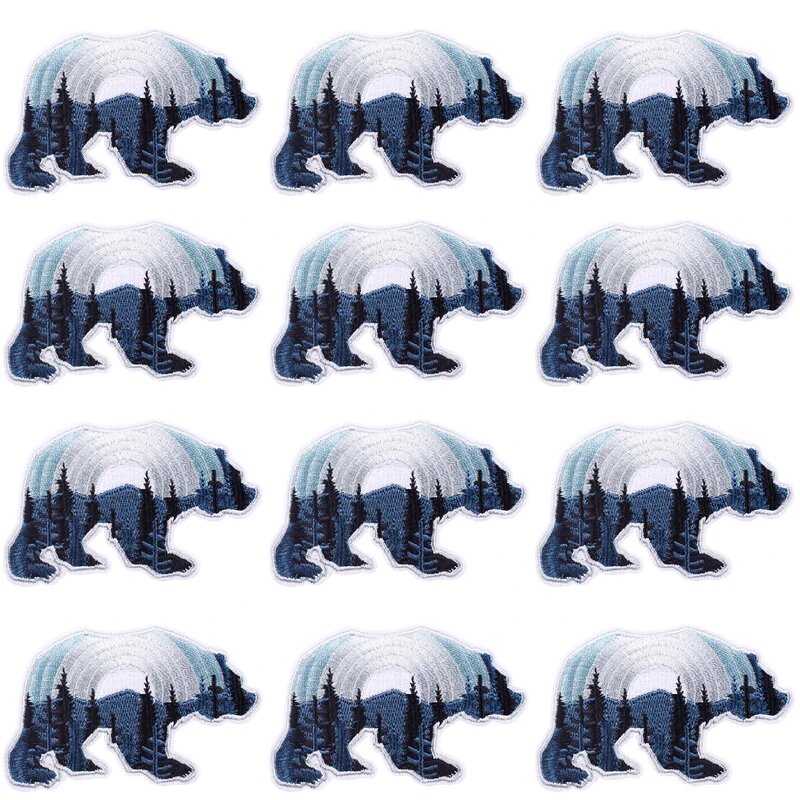 Пражна вышитые нашивки медведь 10 шт Темно-синий, PE8417CT