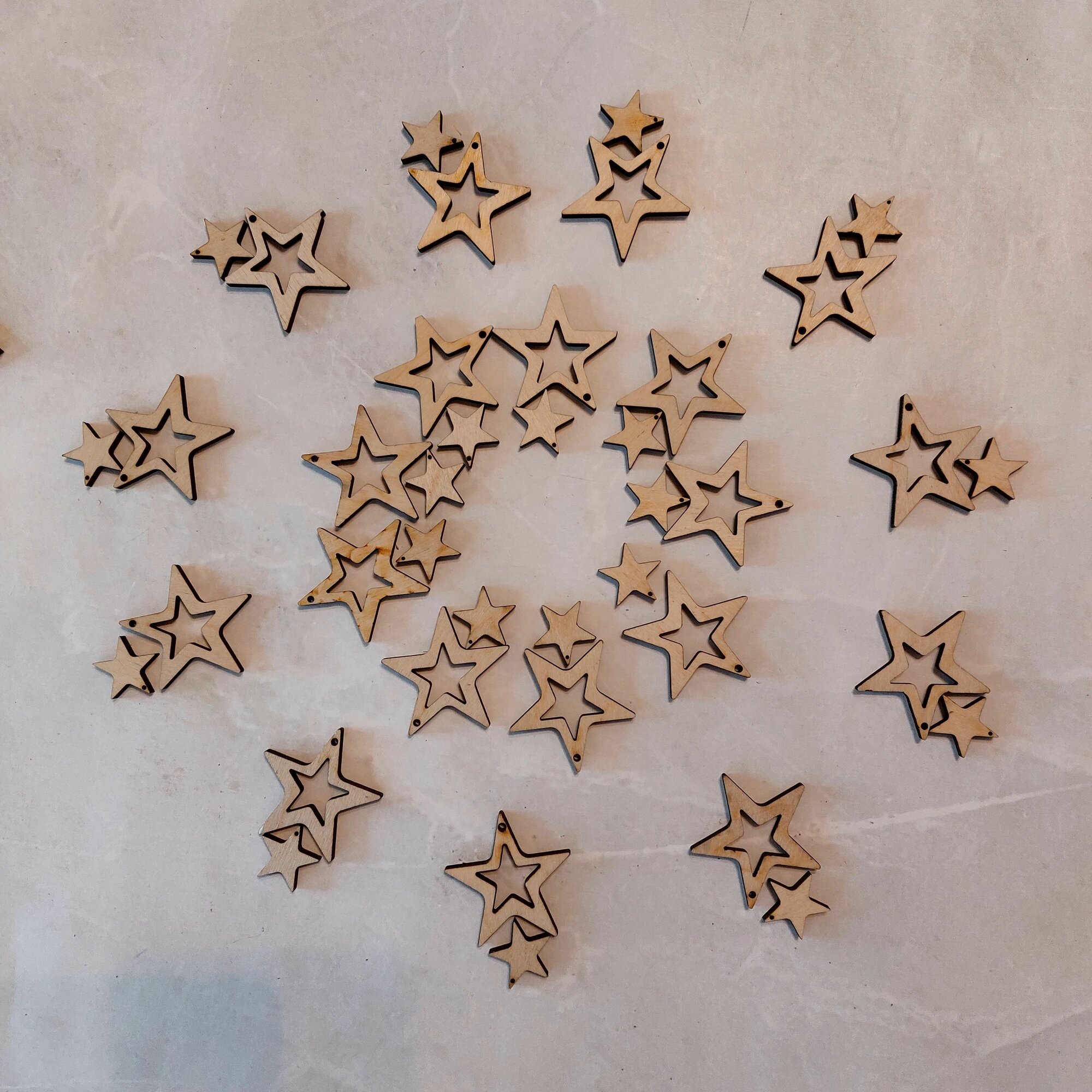 Заготовка для творчества Звёзда 40 штук деревянная, для украшений/декупажа/звездочка, ТаТем