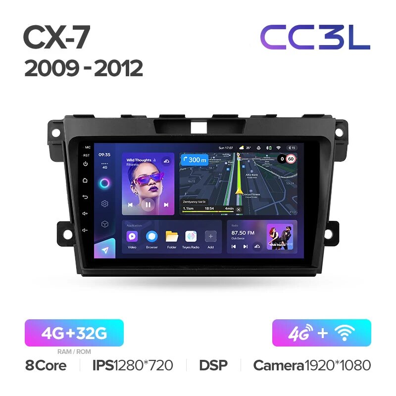 TEYES Тиайс CC3L WIFI Штатная магнитола For Мазда СХ-7 ER рестайлинг For Mazda CX7 CX-7 CX 7 ER 2009 - 2012 до 8-ЯДЕР до 4 + 64ГБ 36EQ + DSP 2DIN автомагнитола 2 DIN DVD GPS мультимедиа автомобиля головное устройство CX-7 CC3L 32G