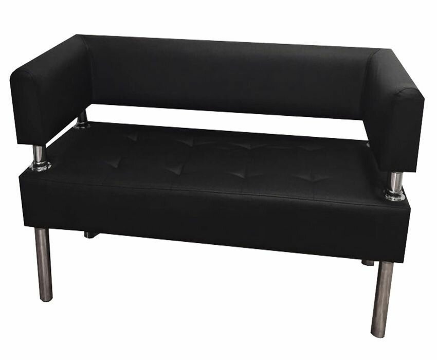 Диван прямой для дома и офиса Сантьяго с боковинами 100x58х80 черная экокожа