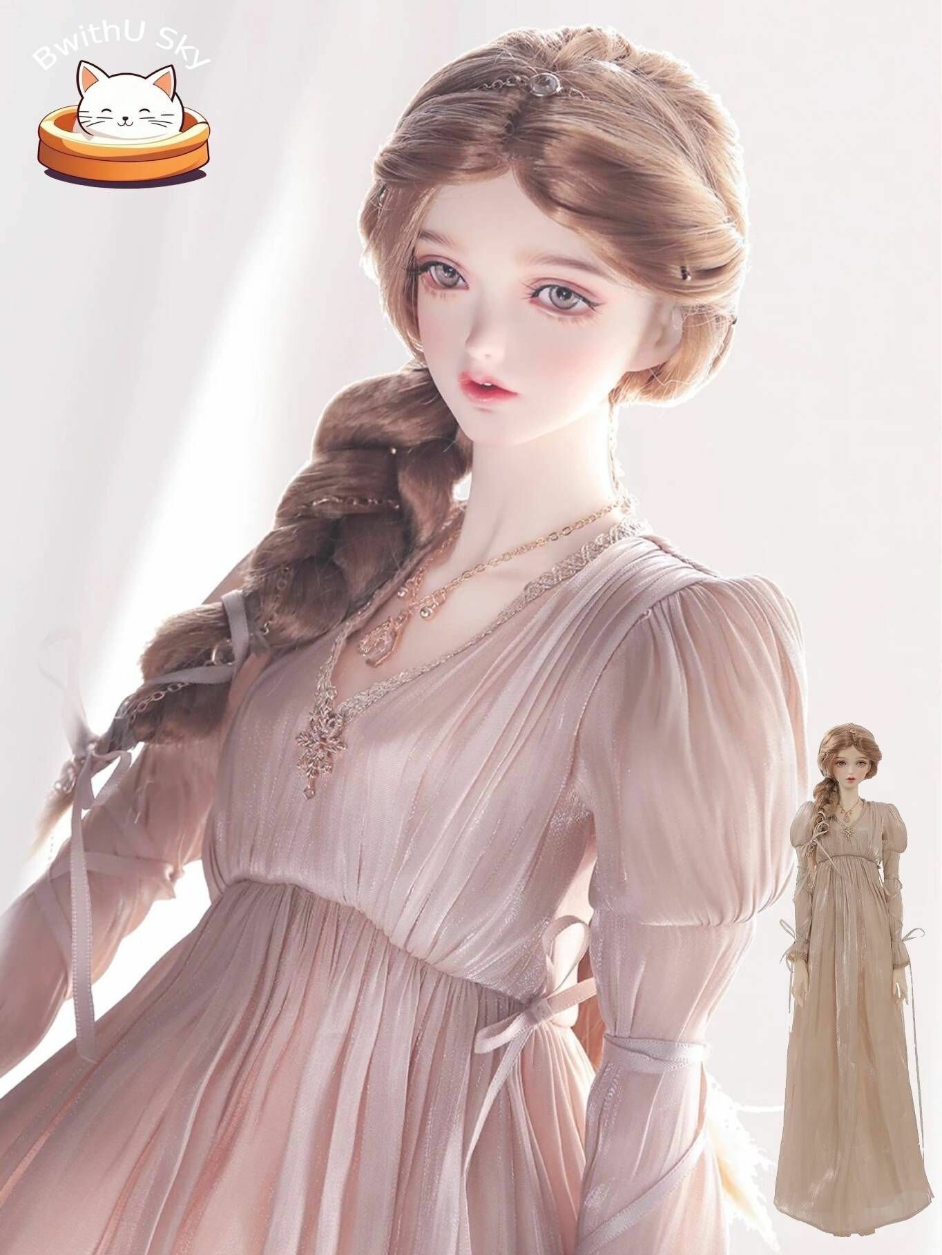 BwithU Elina BJD 1/3 Xinyi Женское тело из органзы, струящееся континентальное платье, Бальная шарнирная кукла