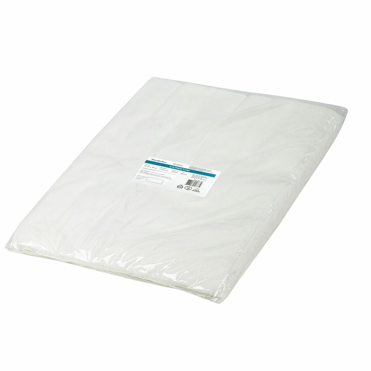 Салфетки косметические одноразовые Чистовье, 30х40см, спанлейс, белые, 100шт, 2 уп. (00-147)