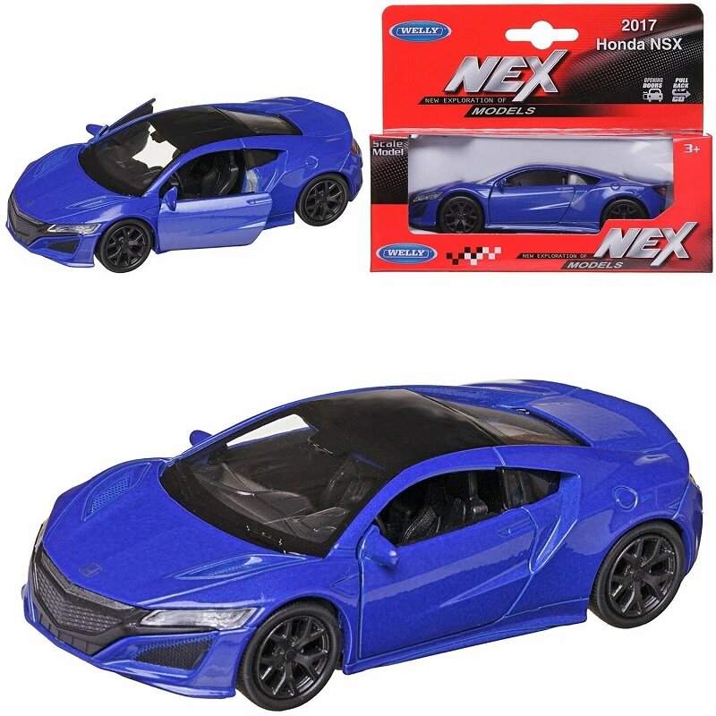 Welly. Коллекционная машинка "Honda NSX 2017" 43725W-M. BU, синий металлик, инерционная, масштаб 1:38