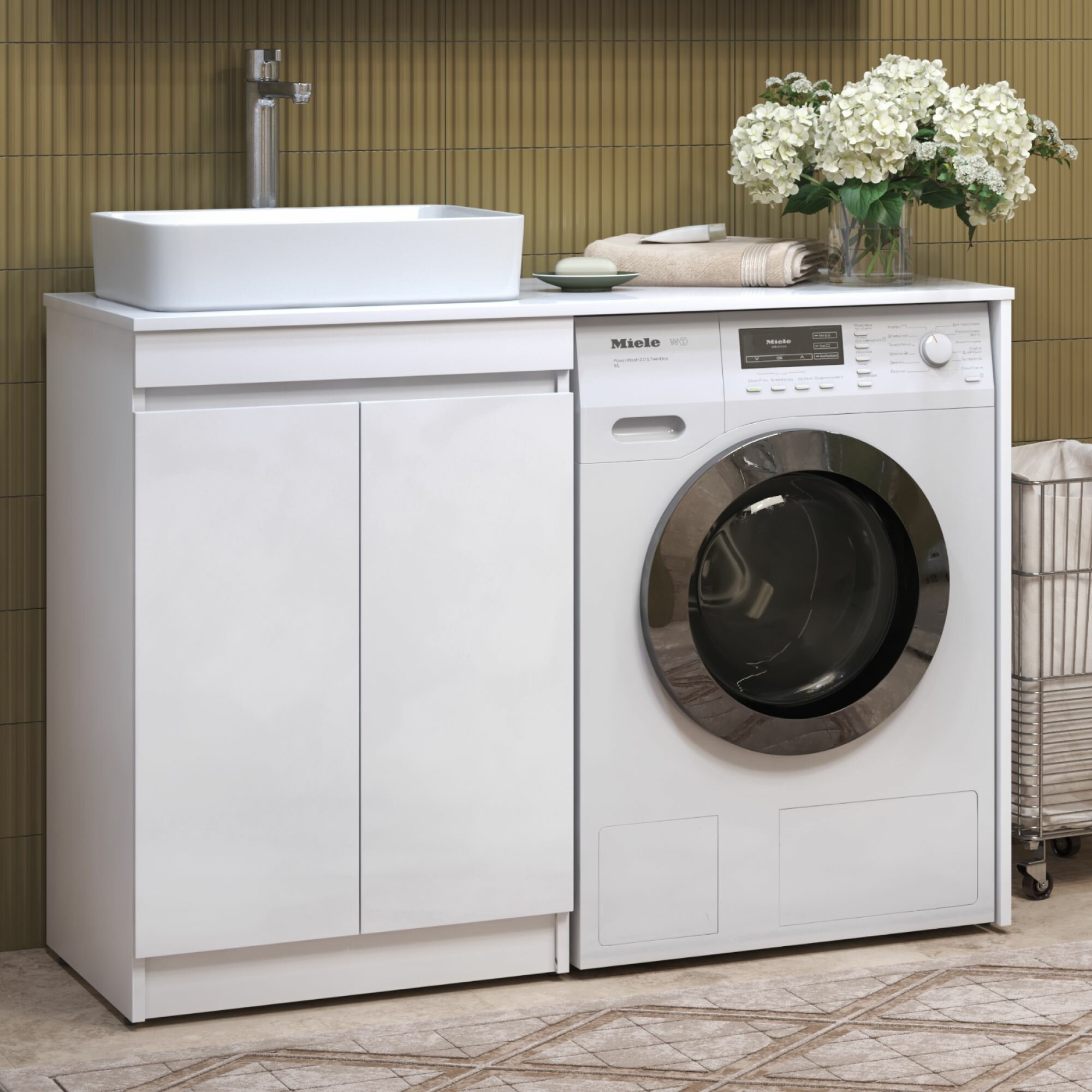 Тумба Urban 600-2-0 для стиральной машины с раковиной и столешницей