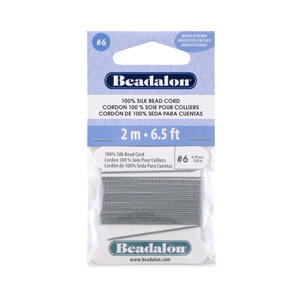 Нить шелковая, Beadalon No.6 (0.70мм), серая, с иглой, моток, 2 метра