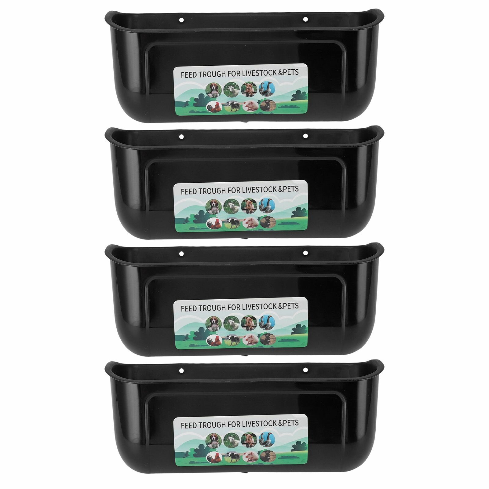 Большая подвесная кормушка с зажимами для цыплят, коз, уток и гусей черная