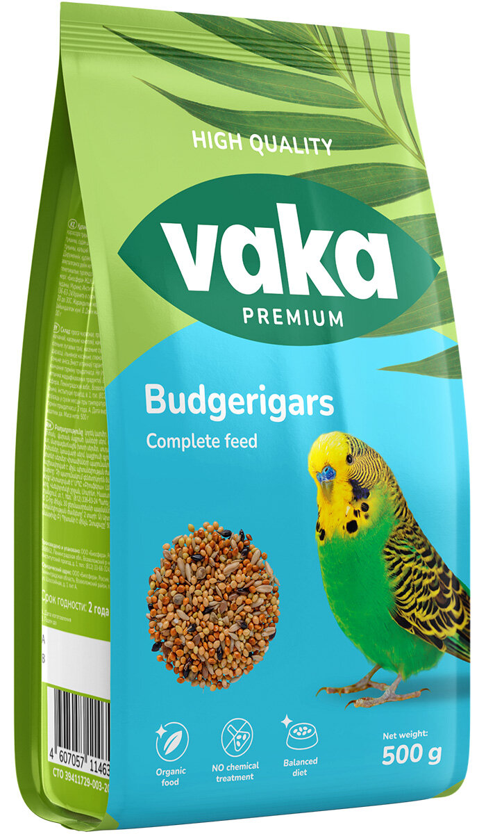 VAKA PREMIUM HIGH QUALITY корм для волнистых попугаев (500 гр)