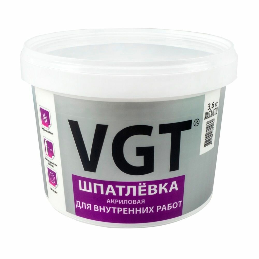 Шпатлевка акриловая для внутренних работ VGT (3,6кг)