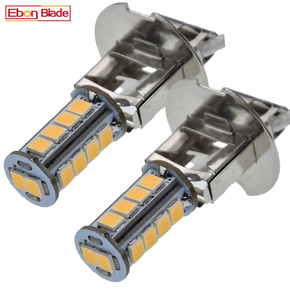 1/2 шт. H3 светодиодная лампа, теплый белый свет PK22S 2835 18SMD фонарик прожектор 2Pcs 6V DC