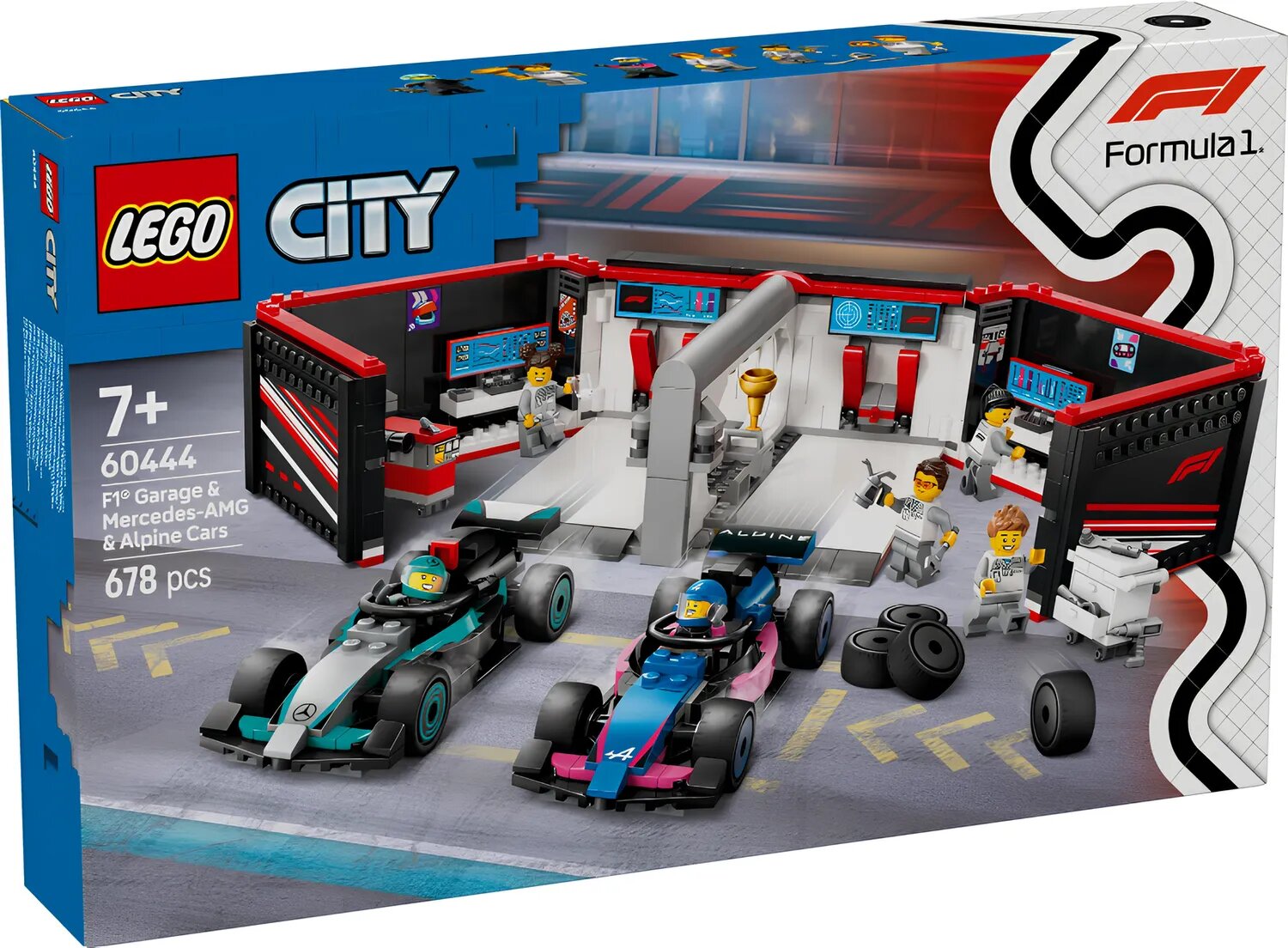 Конструктор LEGO City 60444 Гараж F1 для Mercedes-AMG и Alpine