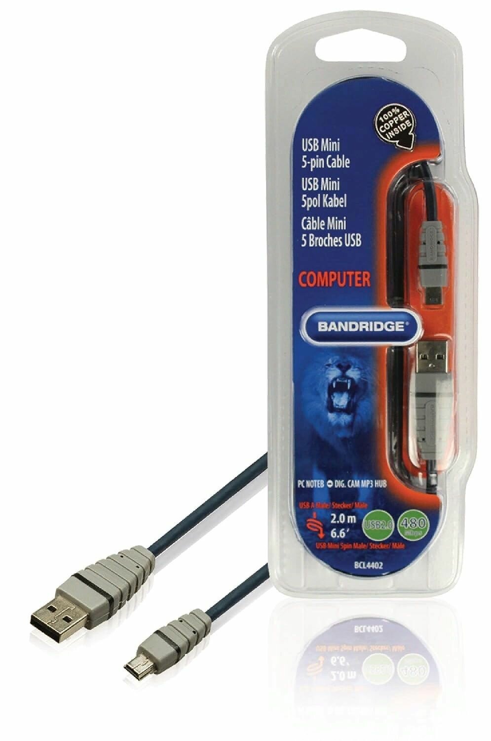 Кабель соединительный USB (M) miniUSB (M) Bandridge BCL4402 2.0 метра