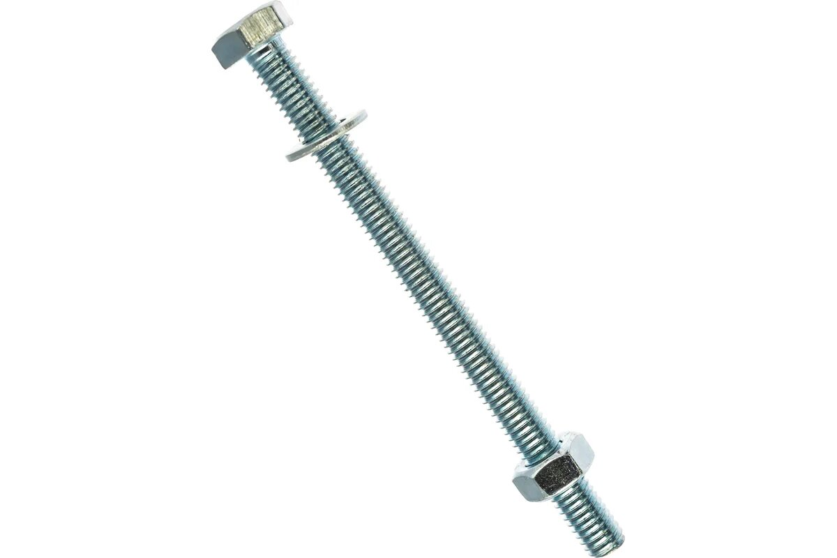 Tech-Krep/Zitar Болт DIN933 шестигранная головка оцинкованный M6x80, гайка и шайба 4 шт