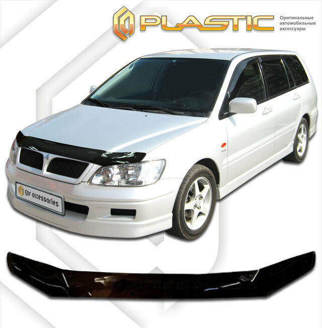Дефлектор капота Mitsubishi Lancer Cedia универсал 2000-2003 Черный глянцевый СА Пластик