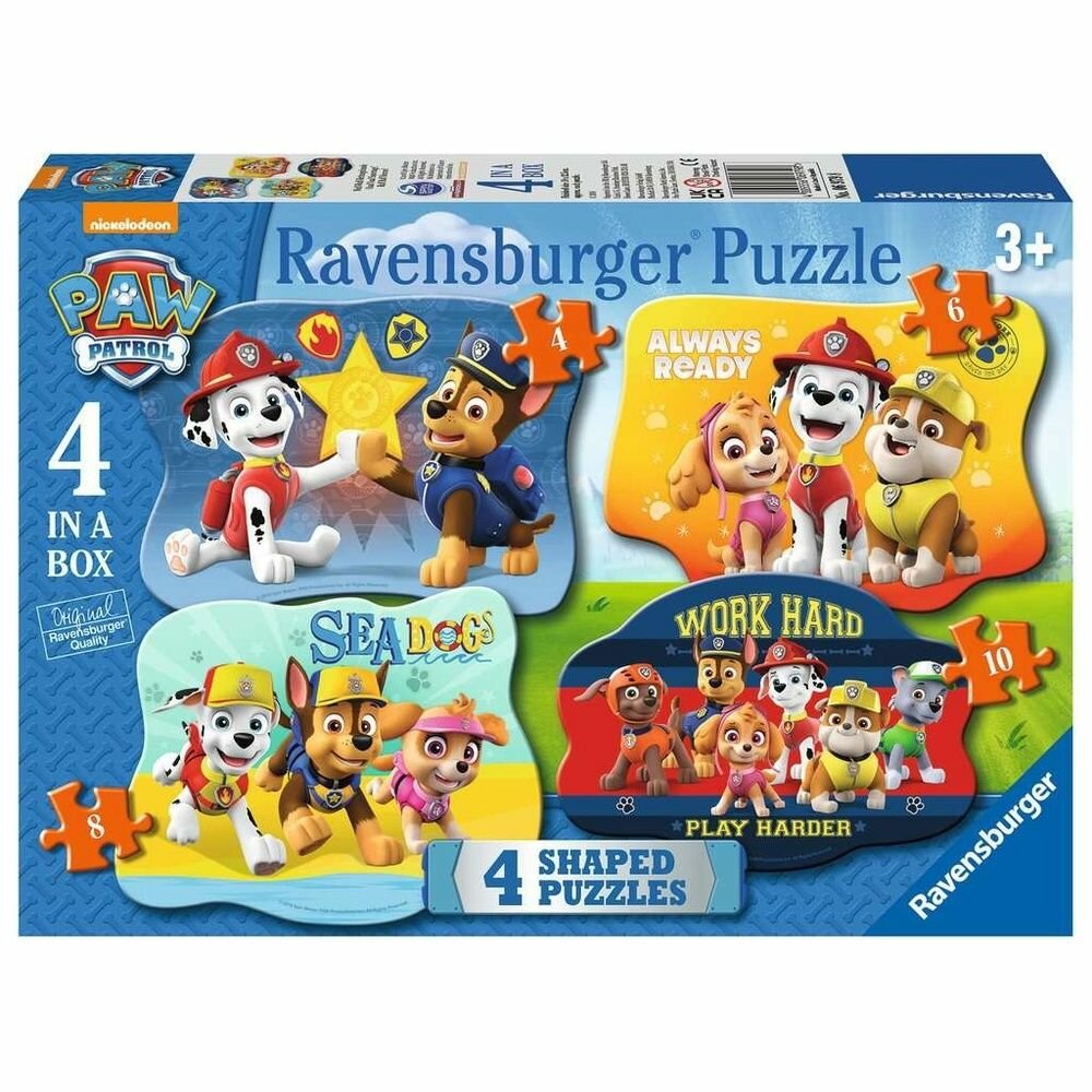 Пазл Ravensburger "Щенячий патруль", 4 в 1, 4, 6, 8 и 10 элементов, картон