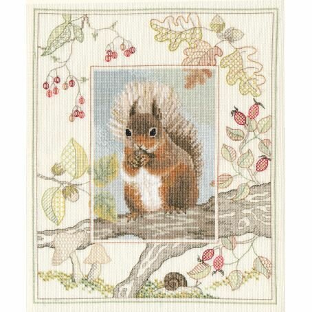 Набор для вышивания DERWENTWATER DESIGNS "Red Squirrel", канва, мулине