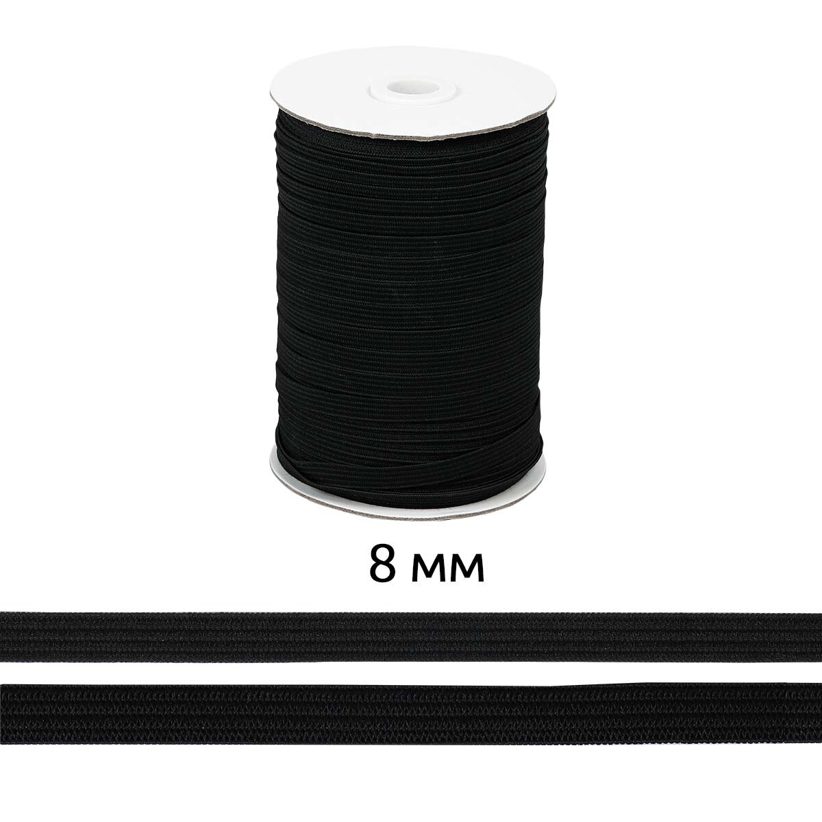 Резинка вязаная 3,9г арт. ТВ-008мм цв. черный бобина уп.100м