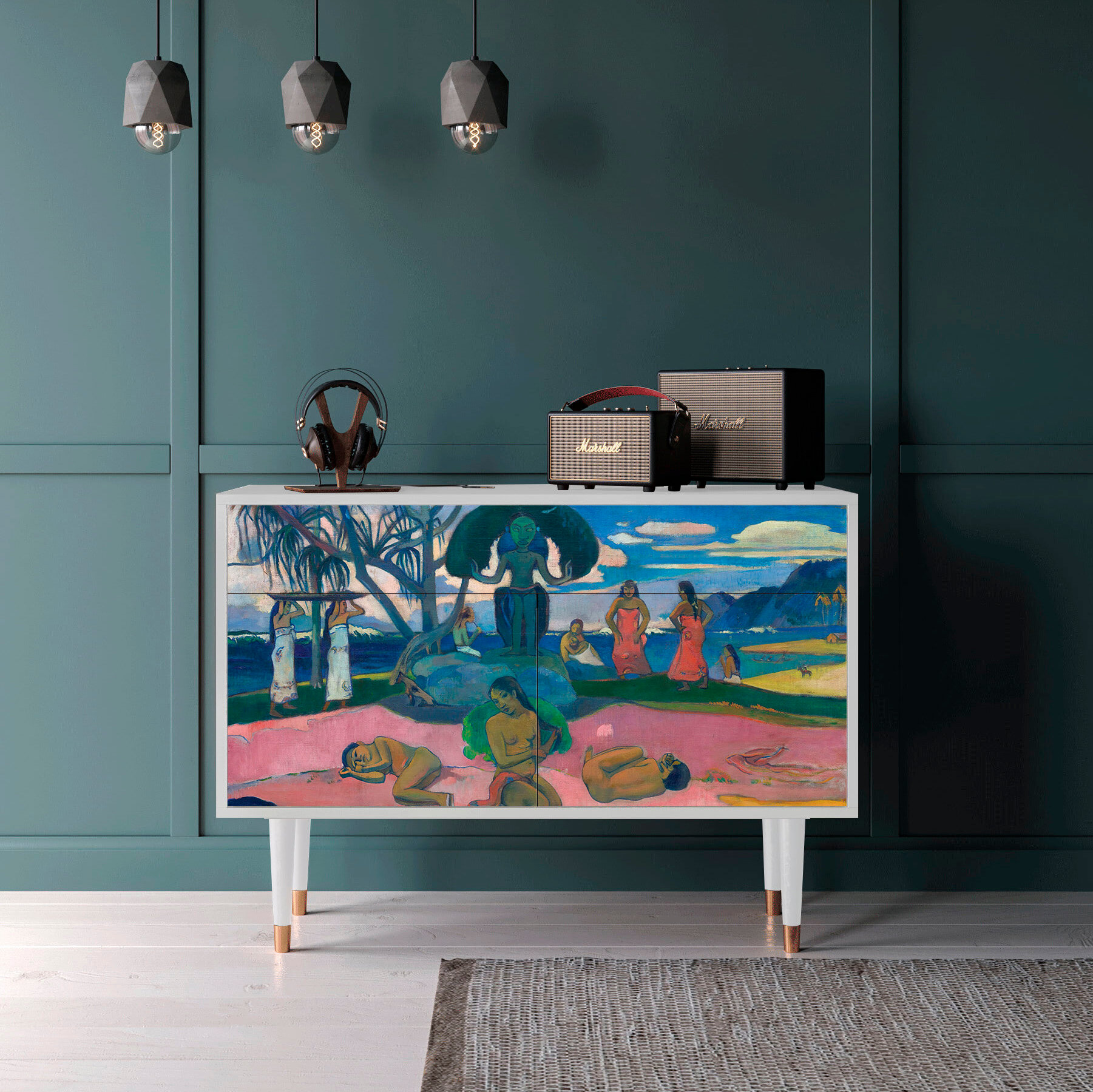 Комод - STORYZ - BS4 Day of the God by Paul Gauguin, Размер - 115 x 85 x 48 см, Цвет корпуса - Белый