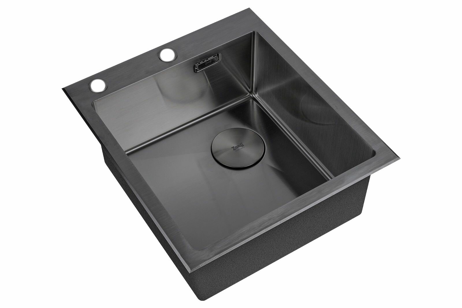 Мойка ZorG серия LUX PVD 4551 GRAFIT со смещенным сливом и декоративной накладкой