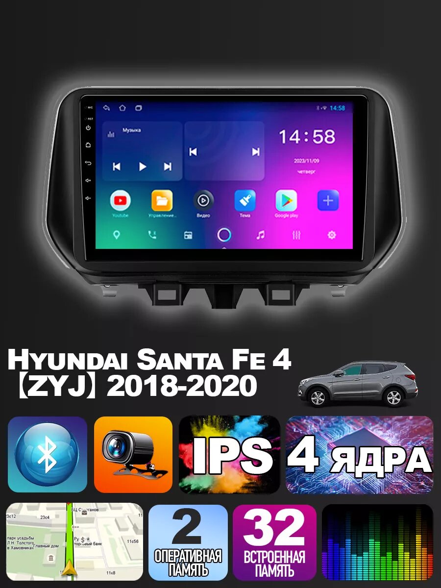 Магнитола Hyundai Santa Fe 4 【ZYJ】 2018-2020 2/32Gb, Bluetooth, FM/AM, GPS