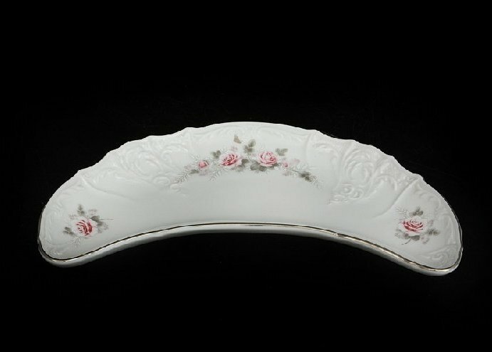 Поднос для костей/лимона 22 см. ,1 шт"Bernadotte" "Серая роза" отводка платина, Чехия