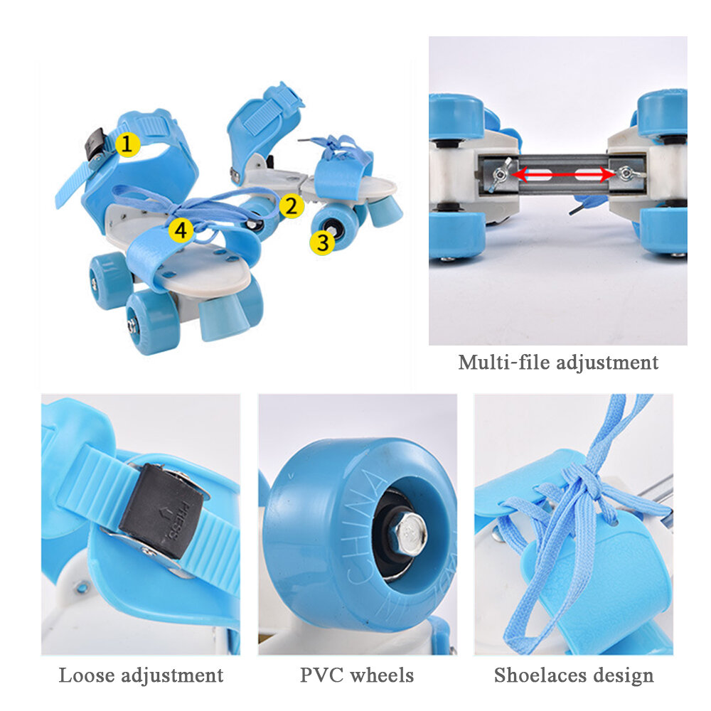 Регулируемый размер Детские роликовые коньки Двухрядные коньки Обувь для катания на коньках Двойные колеса Коньки для начинающих Девочек Мальчиков