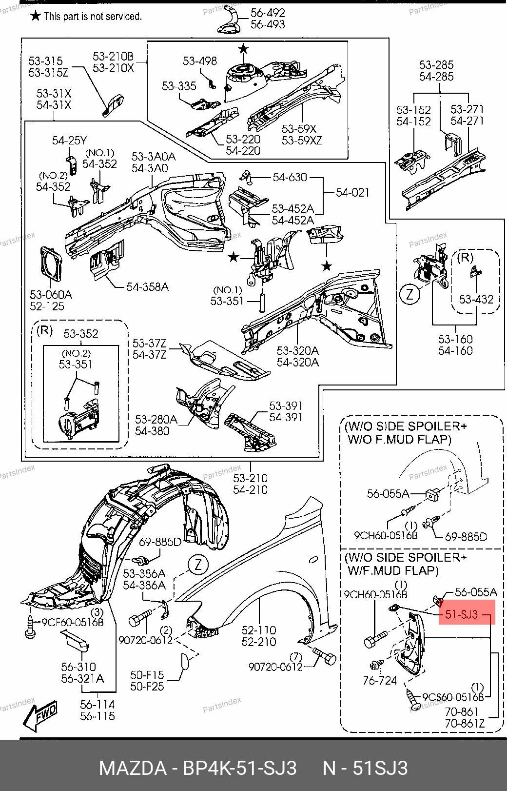 Клипса порога Mazda BP4K51SJ3, для Mazda, 1 шт